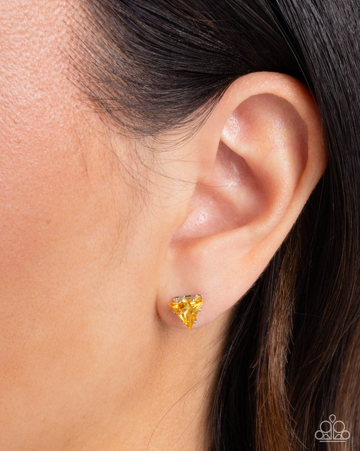Paparazzi Earring ~ Triangular Twinkle - Yellow – Paparazzi Jewelry ...