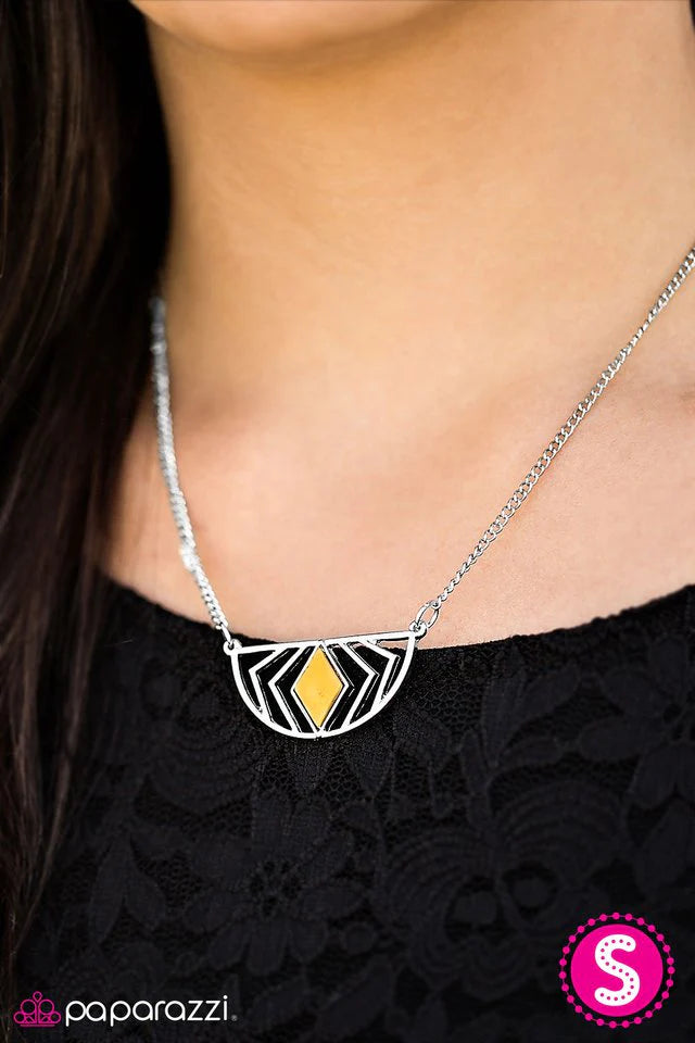Paparazzi Necklace ~ On The GEO - Yellow – Paparazzi Jewelry | Online ...