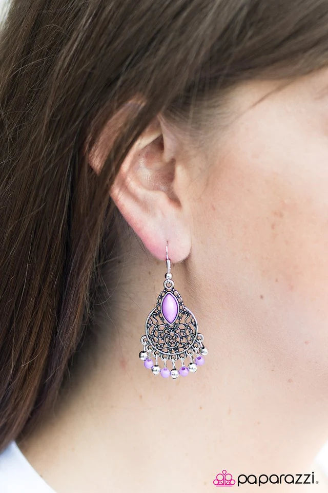 Paparazzi Earring ~ Full Sail Ahead - Purple – Paparazzi Jewelry ...