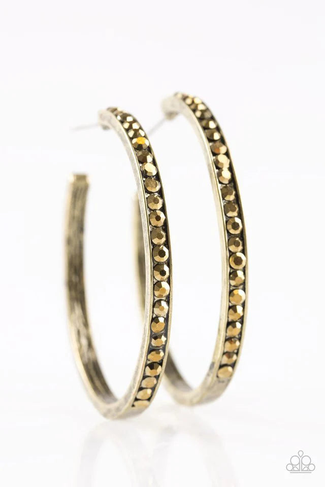 Paparazzi Earring ~ Glamorously Grit - Brass – Paparazzi Jewelry ...
