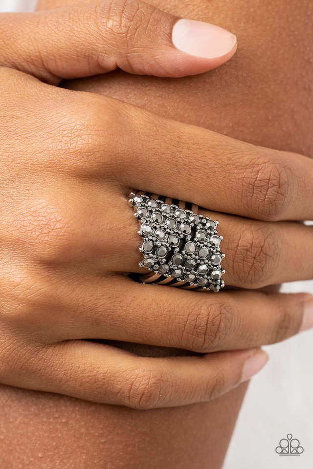 Paparazzi Ring ~ Slanted Smolder - Silver – Paparazzi Jewelry | Online Store | DebsJewelryShop.com
